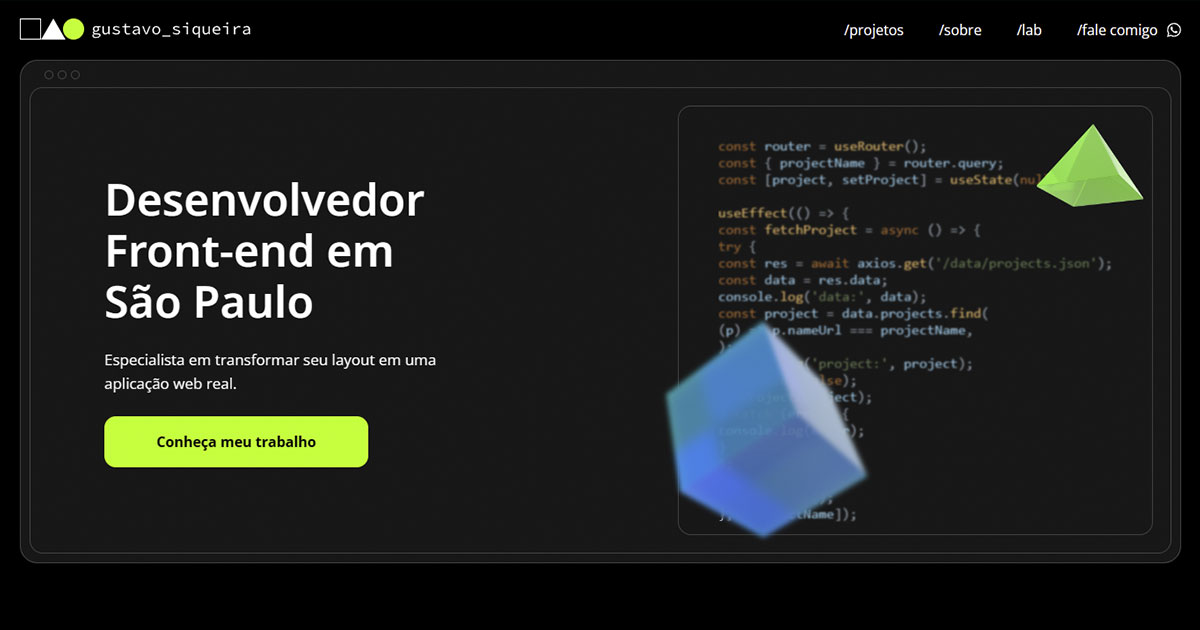 Home | Gustavo Siqueira - Desenvolvedor Front-end
